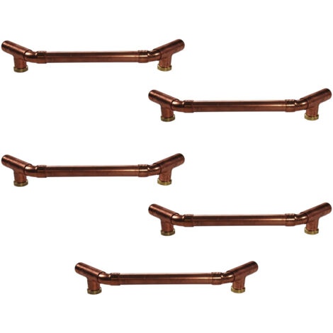 Lot de 5 Poignées élégantes en Cuivre - Entraxe 128 mm - Ø12 - Arcanaute