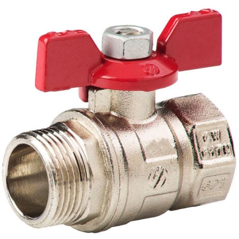 Vanne à sphère PN25 NILE ACS Manette Papillon rouge Mâle/Femelle 3/4 ...