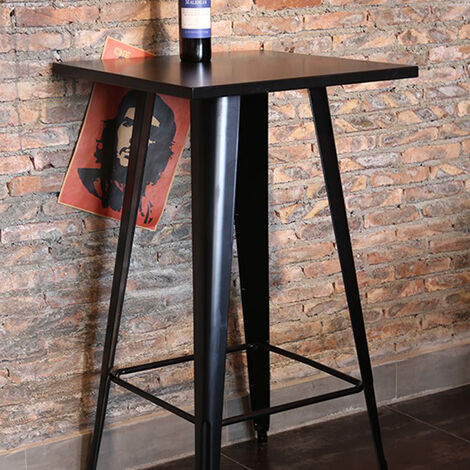 Hoher Tisch,Bartisch,Bistrotisch,Metall,60×60cm,Schwarz