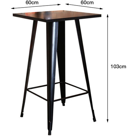 Hoher Tisch,Bartisch,Bistrotisch,Metall,60×60cm,Schwarz