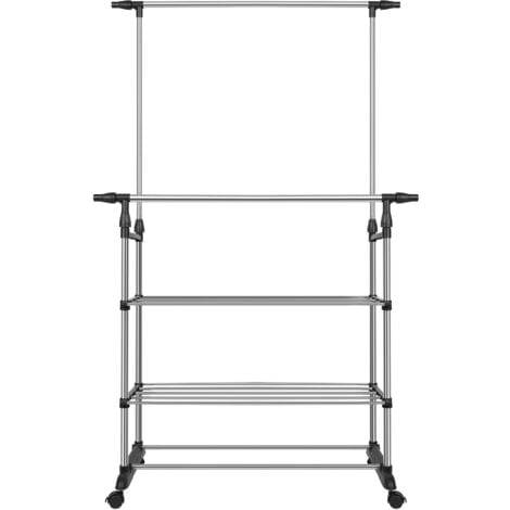 Burro Ropa con Ruedas, Perchero Burro Extensible（70-150）cm, Doble Barra ...