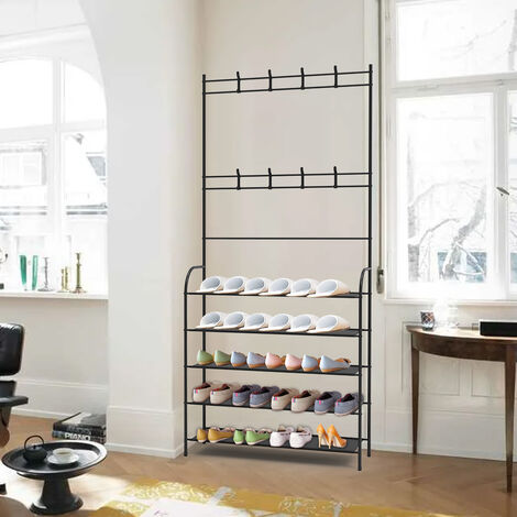 Skecten Perchero Metálico Perchero, Perchero con Zapatero de 5 Capas ...