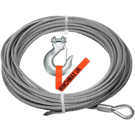 Wire Rope 26m x 12mm, Hole Fix. 1/2 Inch Clevis Hook. For winches up to ...