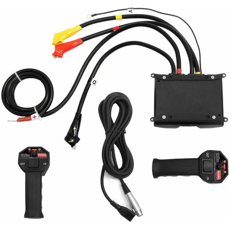 Complete 12v Winch Control Box for up to 20,000lb. Twin Wireless Remotes.