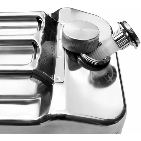 Jerry Can 20ltr Polished Stainless Steel. Fuel, Petrol, Diesel, Oil, Water. Compact Pattern.