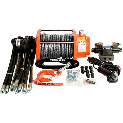 15,000lb (6,804kg) Original Orange Hydraulic Winch. 25m x 12mm Dyneema ...