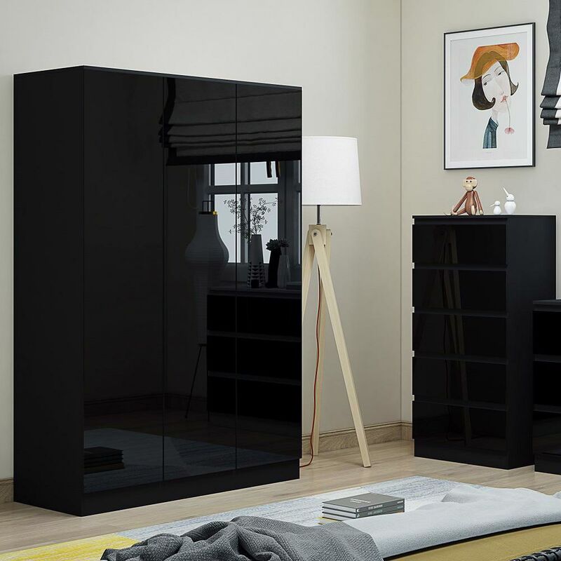 Black high gloss wardrobe store