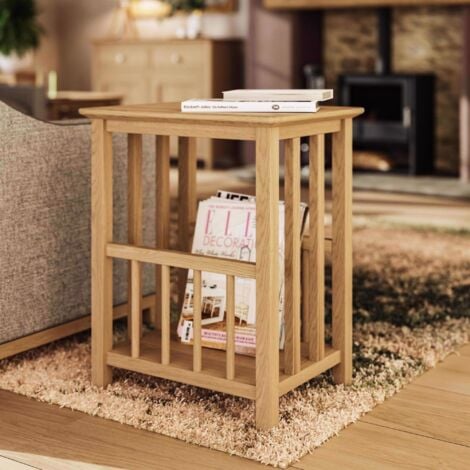 Magazine Rack Natural Oak Veneer Side Table Coffee Stand Assembled