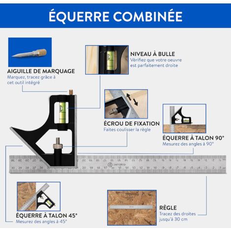 GROOFOO Equerre Menuisier (Set de 2) - Kit Complet Équerres de ...