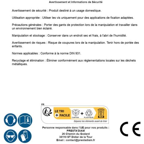 50 Vis Métaux Tête Hexagonale F/Partiel 12 x 100 mm - DIN 931 - Inox A2 - D-Work