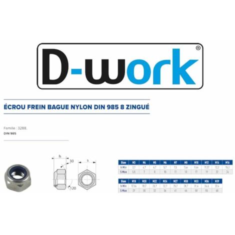 5 Ecrous Freins Indésserrables Bague Nylon M39 mm - DIN 985 - I8I ...