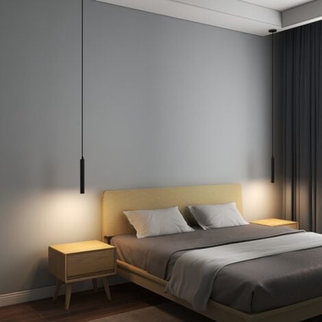 Modern LED Pendant Light Metal Ceiling Lamp Cylindrical Long Tube Hanging Light Black Chandelier Warm White