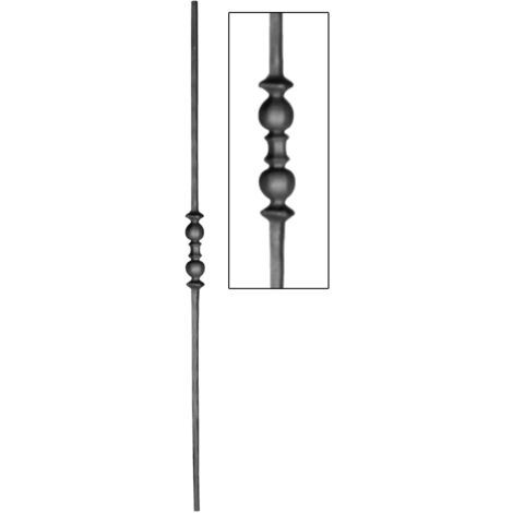 Barreau martelé carré de 14mm et hauteur 1000mm en fer forgé avec un ...