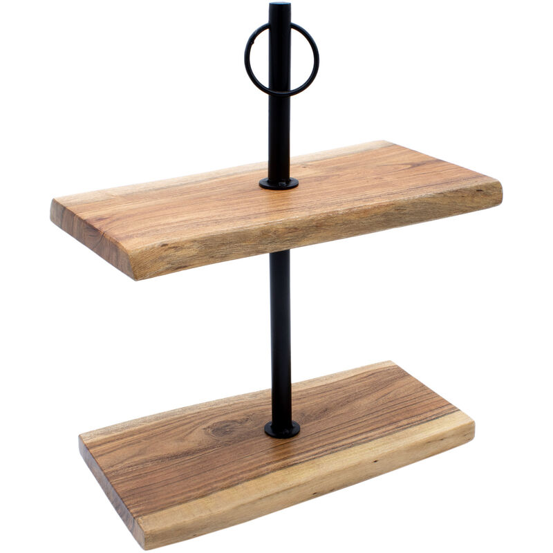 Acacia massif Étagère nature - 42 x 35 cm - Plateau de service en bois ...