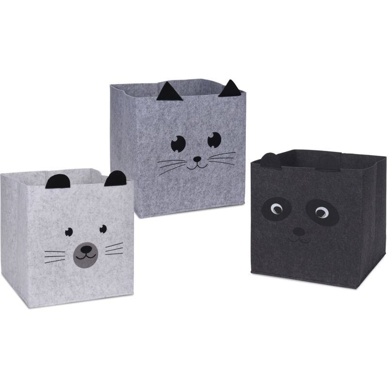 Set de 3 boîtes de rangement pour chats - 32 x 32 cm - Boîte de tri ...