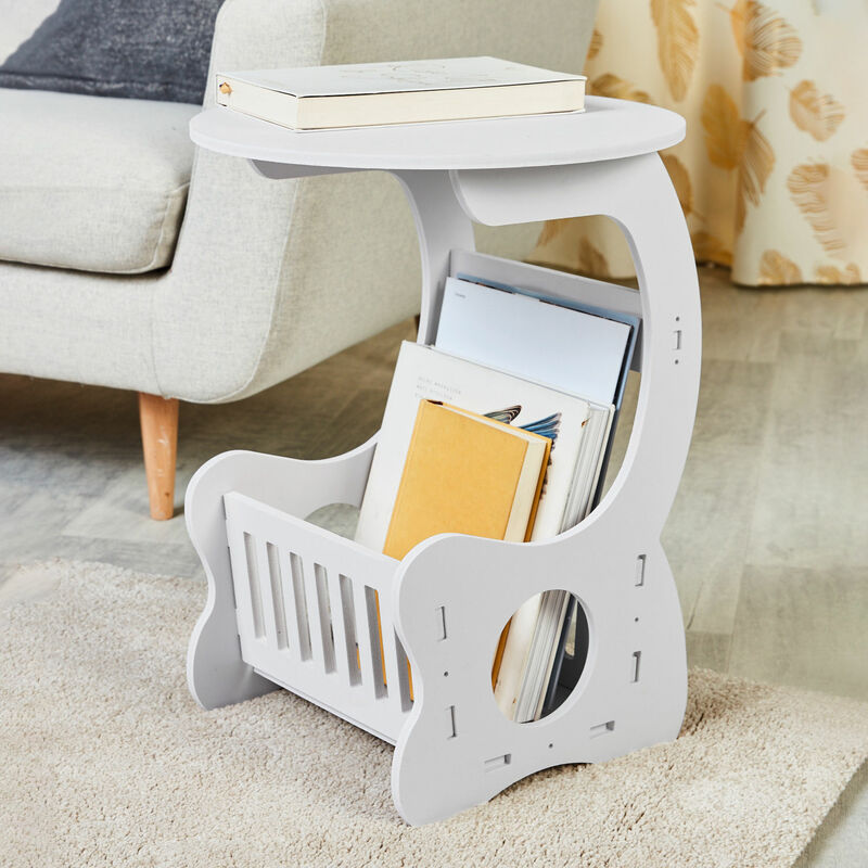 Table d'appoint blanche avec compartiment de rangement - env. 48 x 36 cm