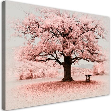 Quadro su tela, Natura di astrazione dell'albero rosa - 60x40