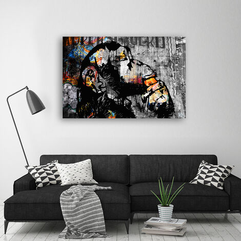 Quadro su tela, Street Art Banky Monkey Abstraction - 60x40