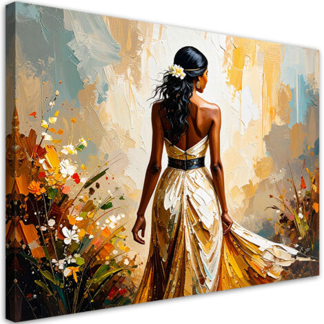 Quadro su tela, Astrazione Donna alla moda in abito - 120x80