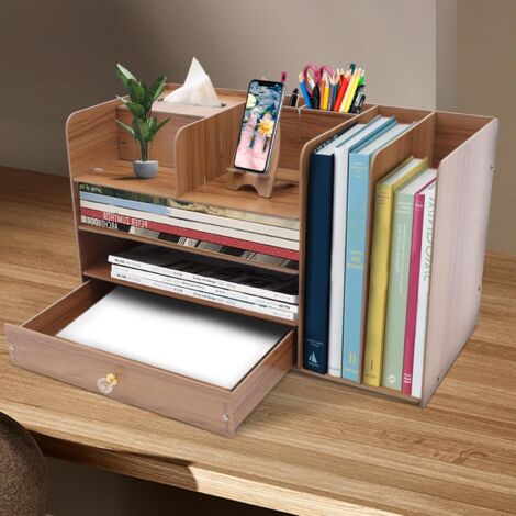 Porte-documents en bois commode de bureau A4 teinte cerisier naturel ...