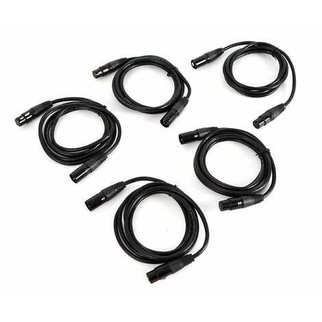 Lot de 5 câbles DMX 1M 3-Pin XLR DMX Cable Signal Cable Male to Female ...