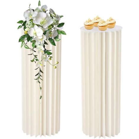 2 pièces de carton colonne de fleurs vases, blanc pliable colonnes de ...
