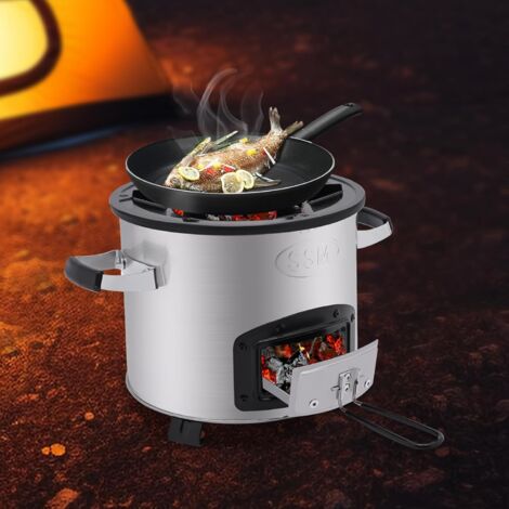 Réchaud BBQ rond Réchaud à charbon de bois pour camping Réchaud BBQ en ...