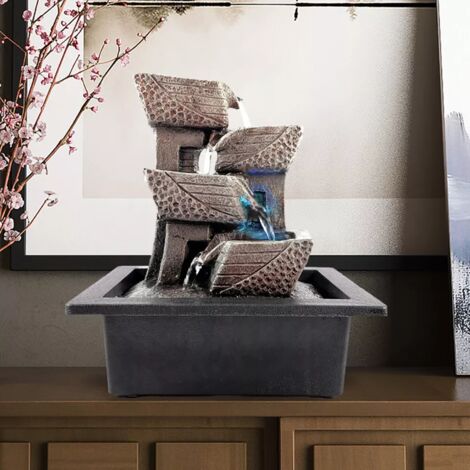 Fontaine d'intérieur Fontaine de table Cascade Éclairage LED Jardin Fontaine