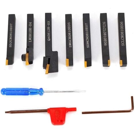 Outils de Tournage 7Pcs Ensemble d'outils de Coupe de Tour à Pointe de carbure indexable 8mm ...