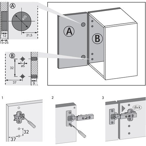 Hettich Intermat TH42 Topfscharnier mit Klipsmontage, vorliegend - 6 Stück