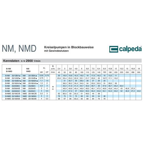 Kreiselpumpe zwei Laufradern CALPEDA NMD 25/190C/B 2,2kW 3Hp Drei Phasen 400V