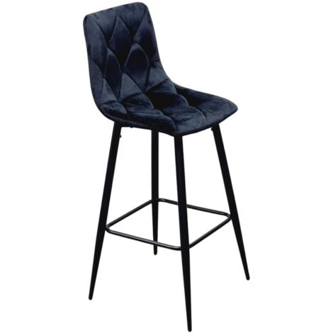 Velvet Tabouret en velours noir - h. assise 75 cm
