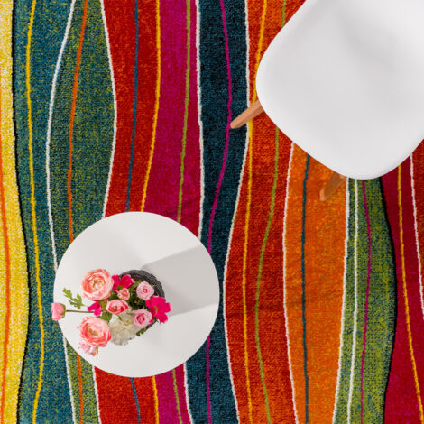 Paco Home Teppich Modern Splash Designer Teppich Bunt Streifen Model ...