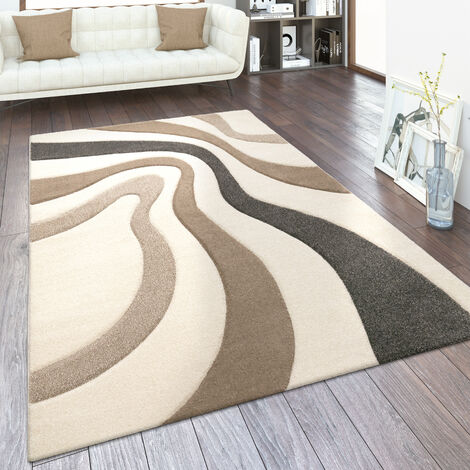 Paco Home Designer Teppich Modern Abstrakt Wellen Optik Konturenschnitt In Versch. Farben und ...