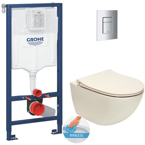 Grohe Toilet set Rapid SL support frame + Vitra Sento rimless toilet ...