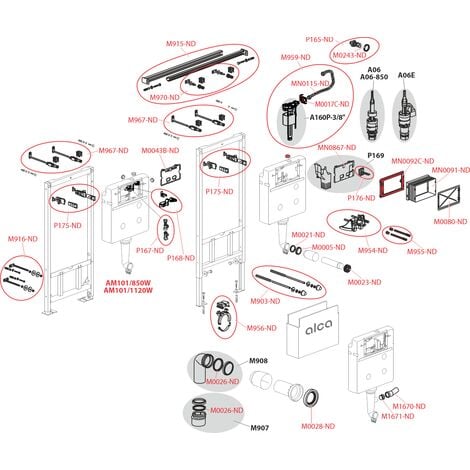 Alca Support Frame for Wall-Hung Toilets + Cistern (AM101/1120)
