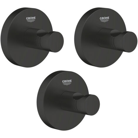 Grohe START Set of 3 Wall-Mounted Robe Hooks, Matt Black (411732430 ...