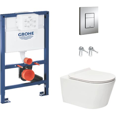 Grohe Toilet Pack Grohe 0.82m Rapid SL Frame + Brevis Rimless Wall-Hung ...