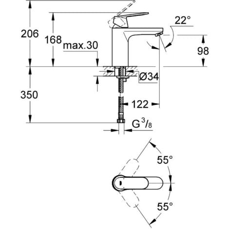 Grohe Eurosmart Cosmopolitan Single-Lever Basin Mixer 1/2', Size M ...