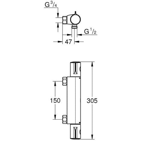 Grohe Grohtherm 800 Thermostatic shower mixer 1/2, Chrome (34561000)