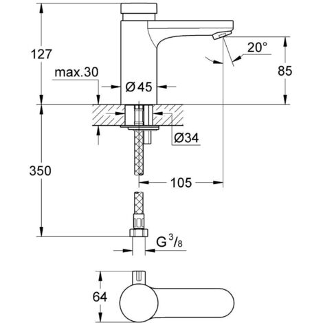 Grohe Eurosmart Cosmopolitan T Self-closing basin mixer with mixing ...