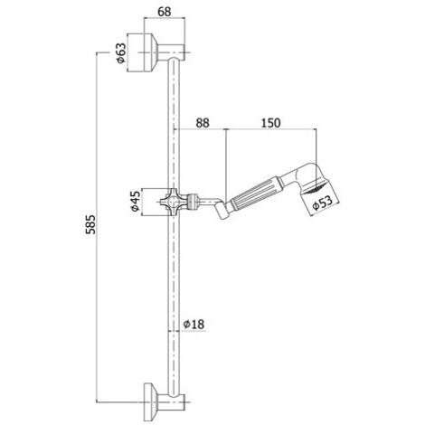 Paffoni Ricordi Retro Shower set with 60cm shower bar, Chrome (ZSAL010)