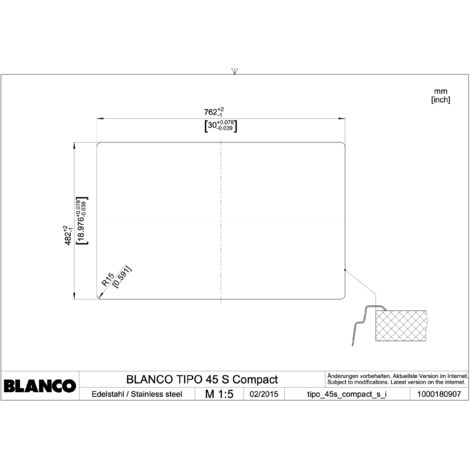 Blanco TIPO 45 S Compact sink 780x500 mm, Glossy stainless steel (513441)