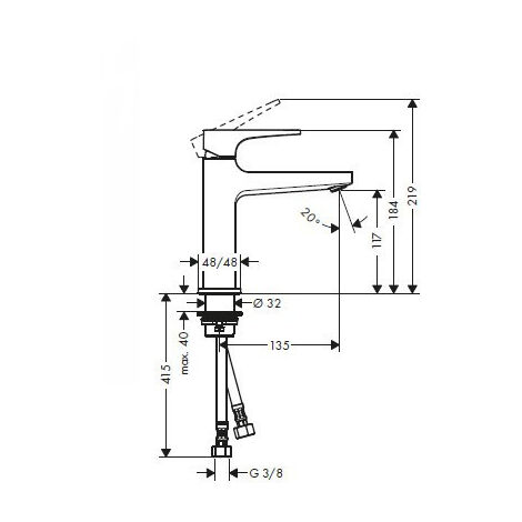 Hansgrohe Metropol Single lever basin mixer 110 with lever handle and ...