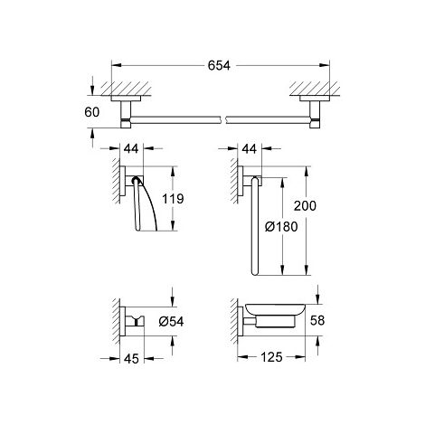 Grohe Essentials Master bathroom accessories set 5-in-1, Chrome (40344001)