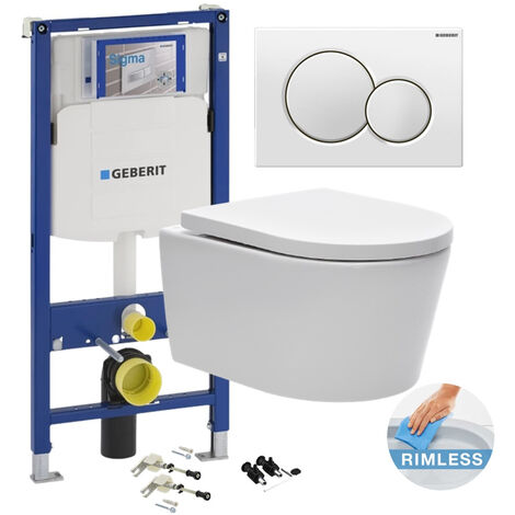 Geberit Toilet set support frame with SAT rimless bowl, invisible ...