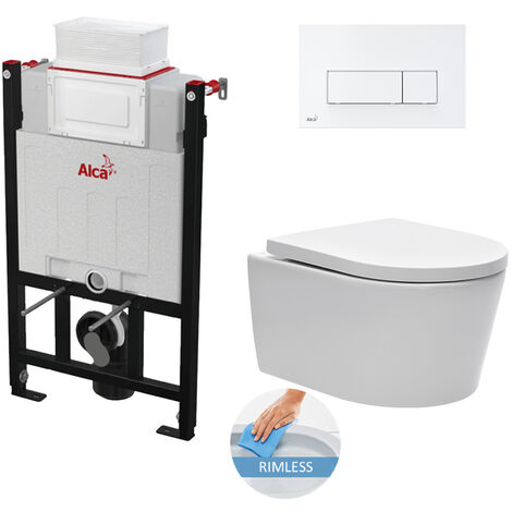 Alca Toilet set 85cm Frame+rimless bowl with invisible fixings and soft ...