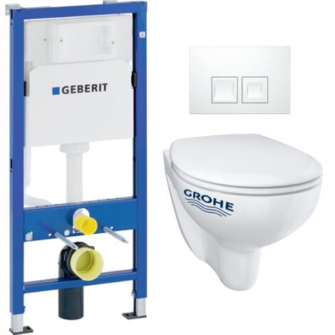 Geberit UP100 Frame + Delta50 plate + Grohe Bau Ceramic Rimless bowl ...