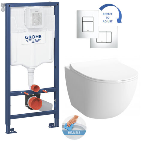 Grohe Toilet Set support frame + SAT Infinitio 2.0 rimless toilet ...