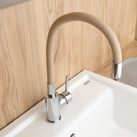 Siko Shape Memory Kitchen Mixer Tap, Flexible Beige silicone spout ...
